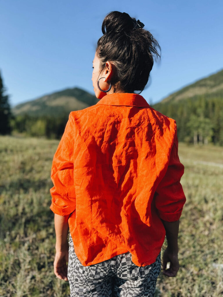 Pattern Review: Slightly Modified Bruna Shirt in Bright Coral Linen ...